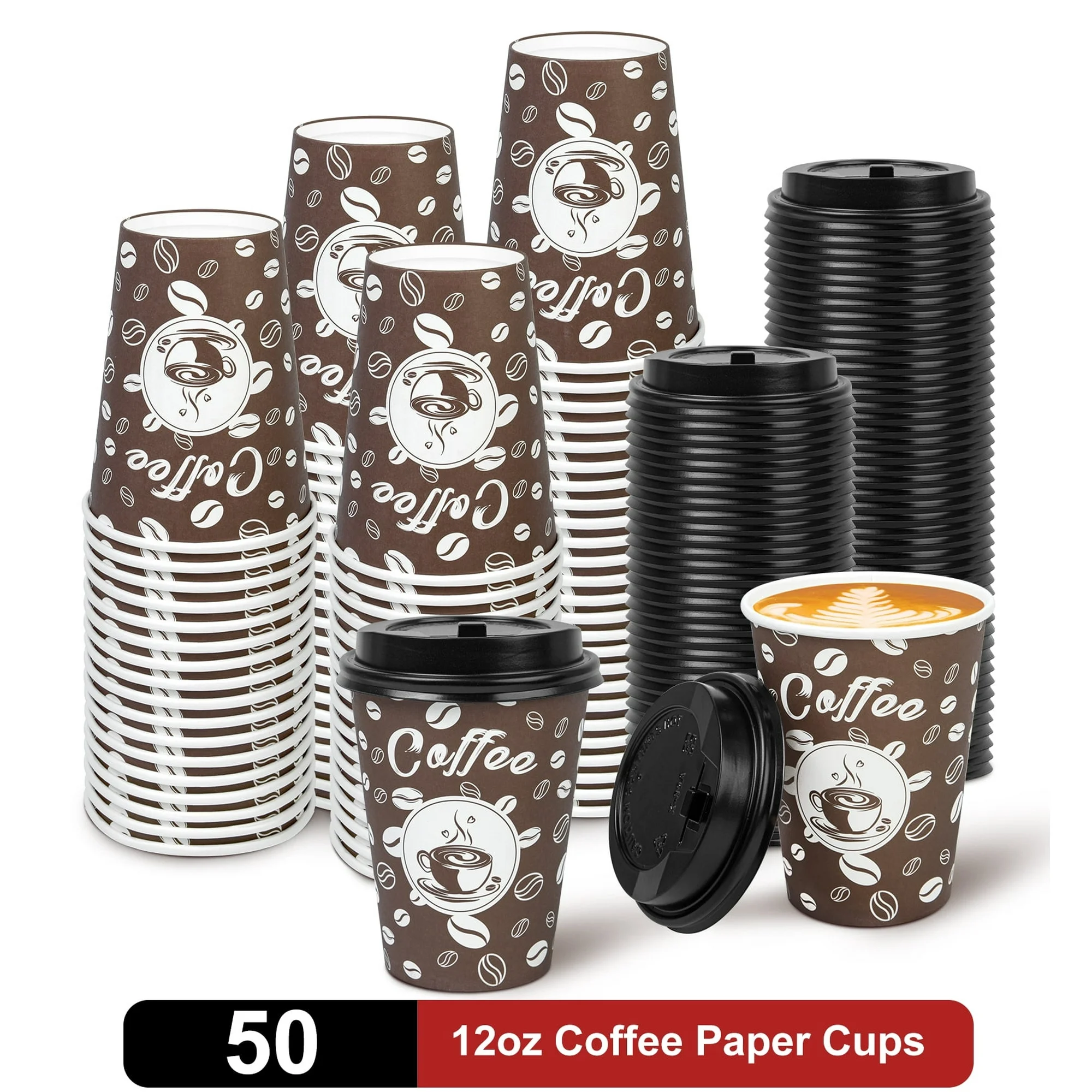 50 Hot Cups With Lids